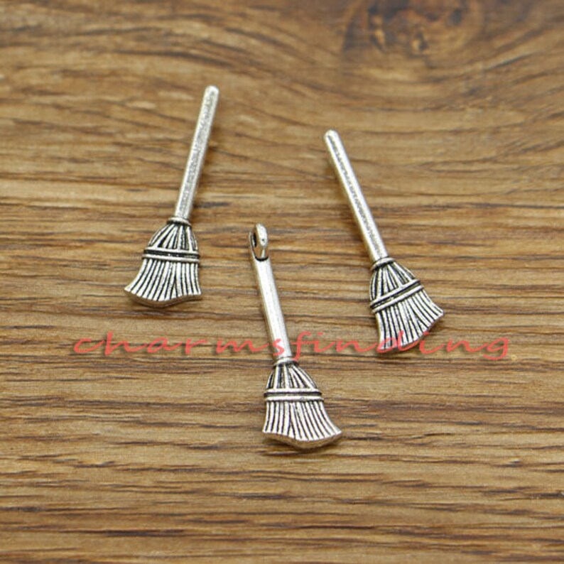 30pcs Broom Charms Witch Charm Antique Silver Tone 9x27mm - Etsy