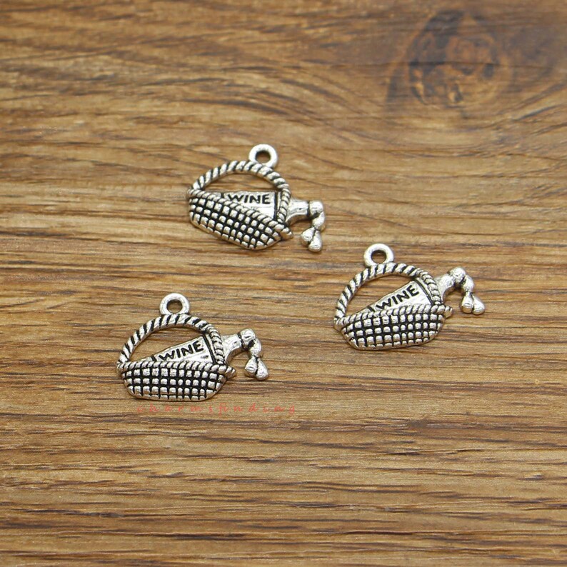 30pcs Wine Basket Charms Wine Charm Antique Silver Tone 15x19mm Cf4031 ...