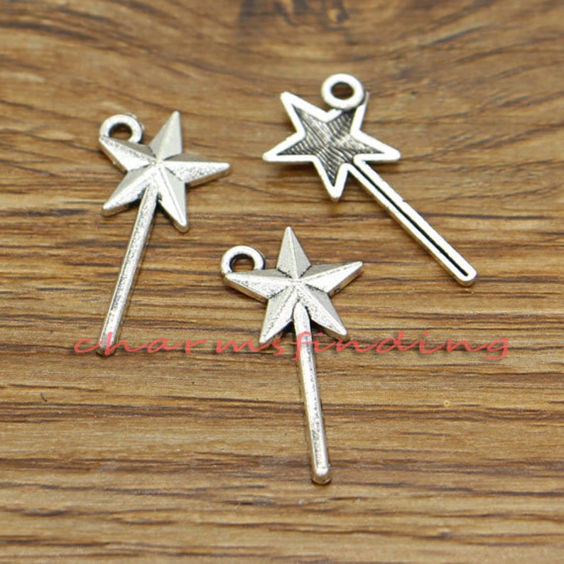 50pcs Magic Wand Charms Magician Charm Antique Silver Tone - Etsy