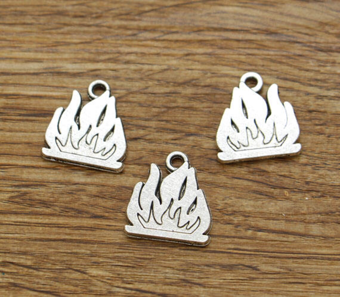 20pcs Flame Charms Blaze Fire Charm 2 Sided Antique Silver - Etsy
