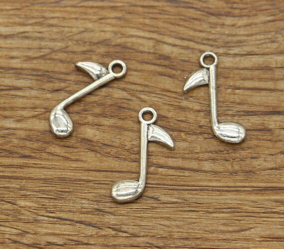 50pcs Music Note Charms 2 Sided Charms Antique Silver Tone | Etsy