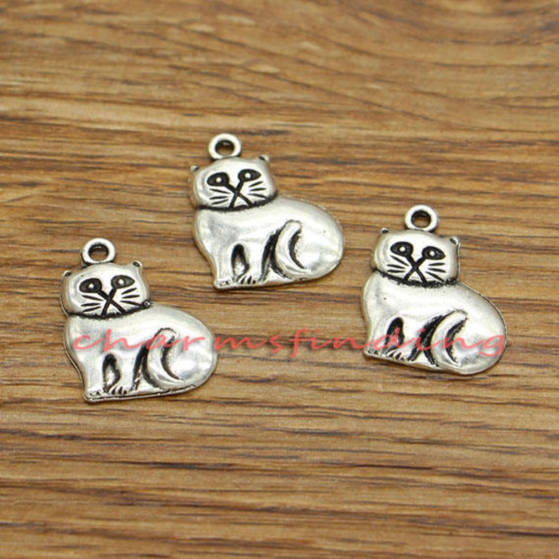 30pcs Cat Charms Animal Pet Charms Antique Silver Tone 16x19mm | Etsy