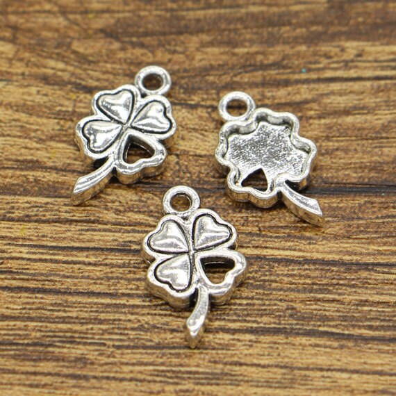 30pcs Clover Charm Good Luck 4 Leaf Clover Charm Antique | Etsy