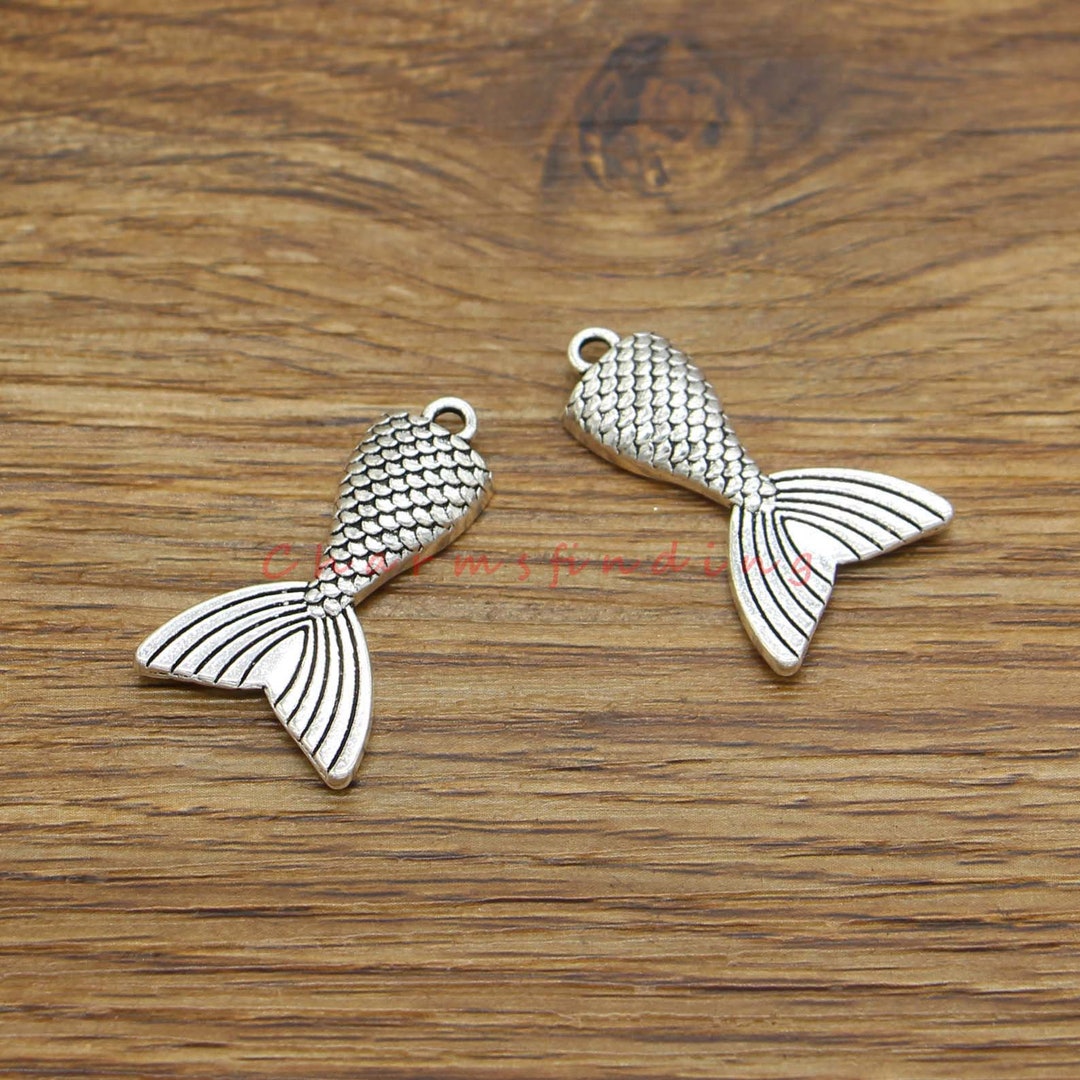 10pcs Mermaid Charms Mermaid Scale Tail Ocean Charms Antique Silver ...