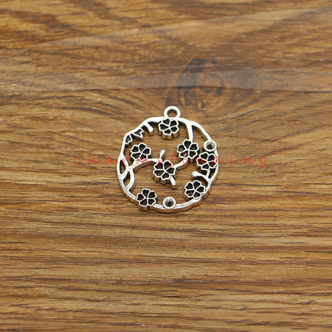 15pcs Large Heart Flower and Circle Charms Pendants Diy Jewelry Making ...