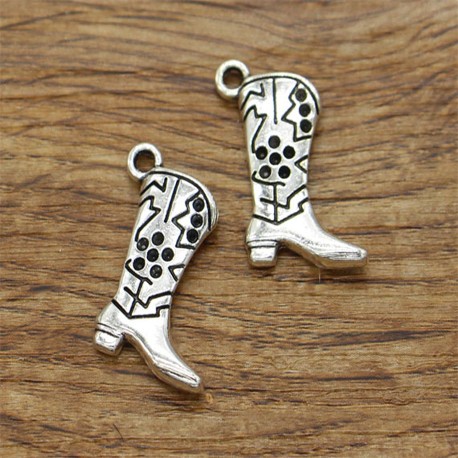 20pcs Cowboy Boot Charms Shoe Charms Antique Silver Tone 17x22mm Cf2065 ...