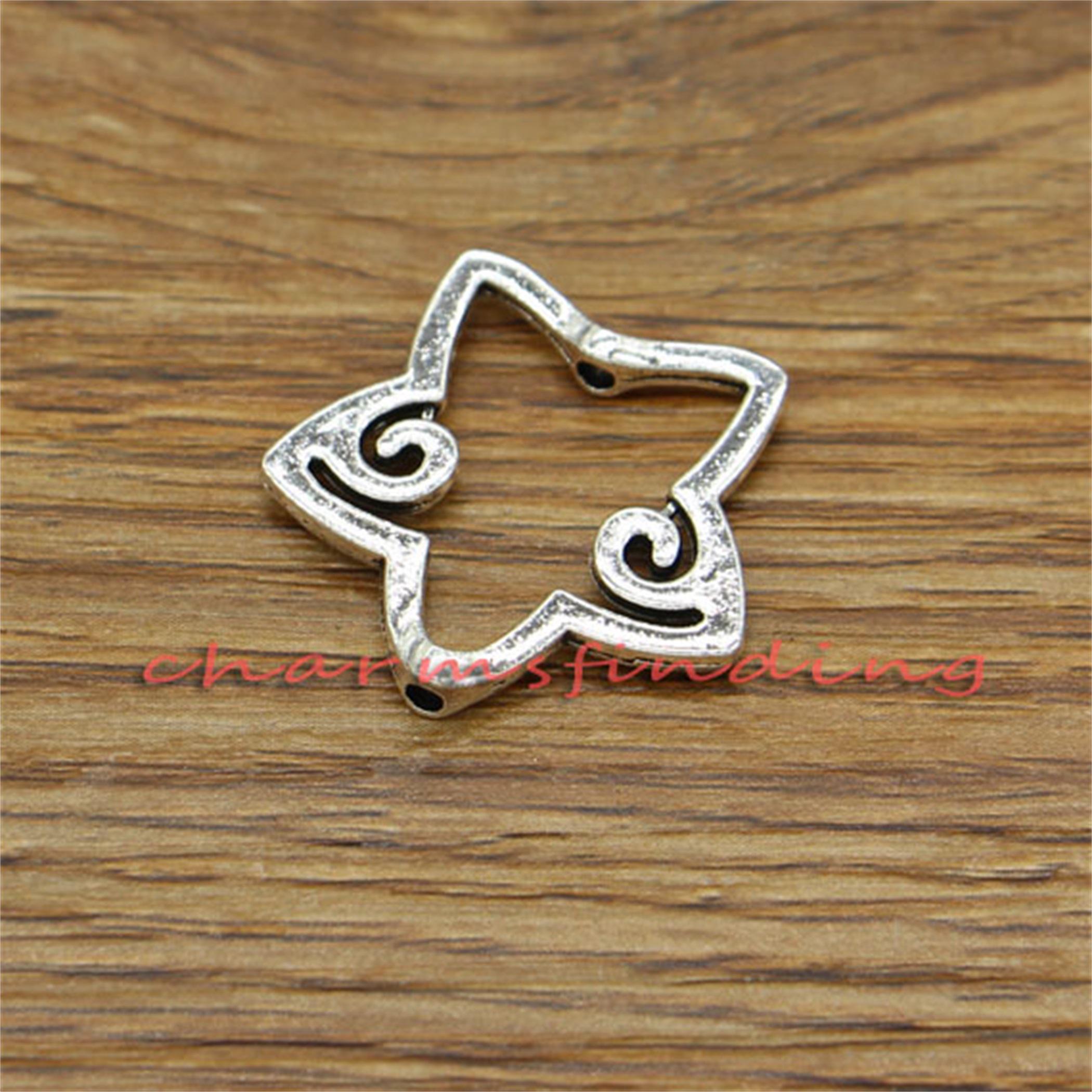 20pcs Star Charms Double Sided Charms Swirl Star Charms Antique Silver ...