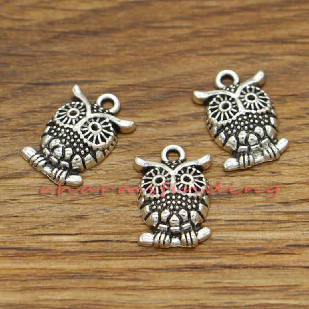 50pcs Owl Charms Bird Charm Antique Silver Tone Charm 17x12mm Cf1282 - Etsy