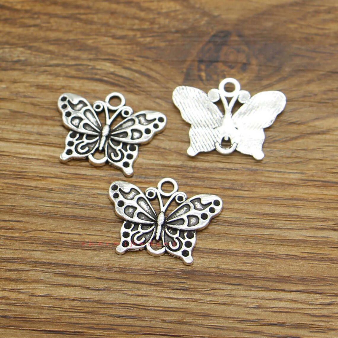 20pcs Butterfly Fly Insect Charms Connectors Antique Silver Tone ...