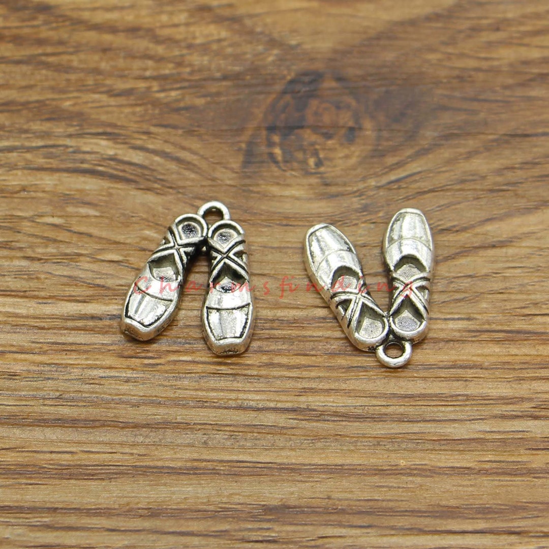 15pcs Ballet Slipper Charms Shoe Charms Antique Silver Tone 16x20mm ...
