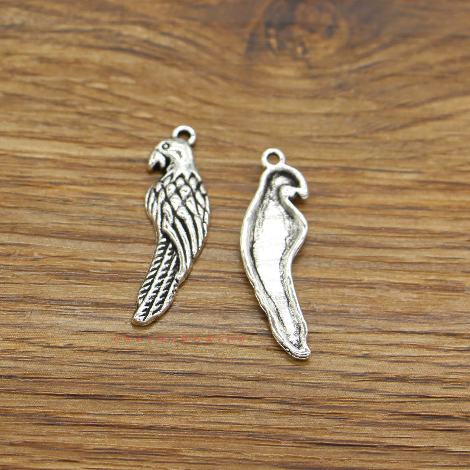 20pcs Parrot Charms Bird Charms Antique Silver Tone 10x35mm | Etsy