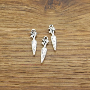 25pcs Carrot Charm Vegetables Charms Antique Silver Tone 6x25x3mm ...