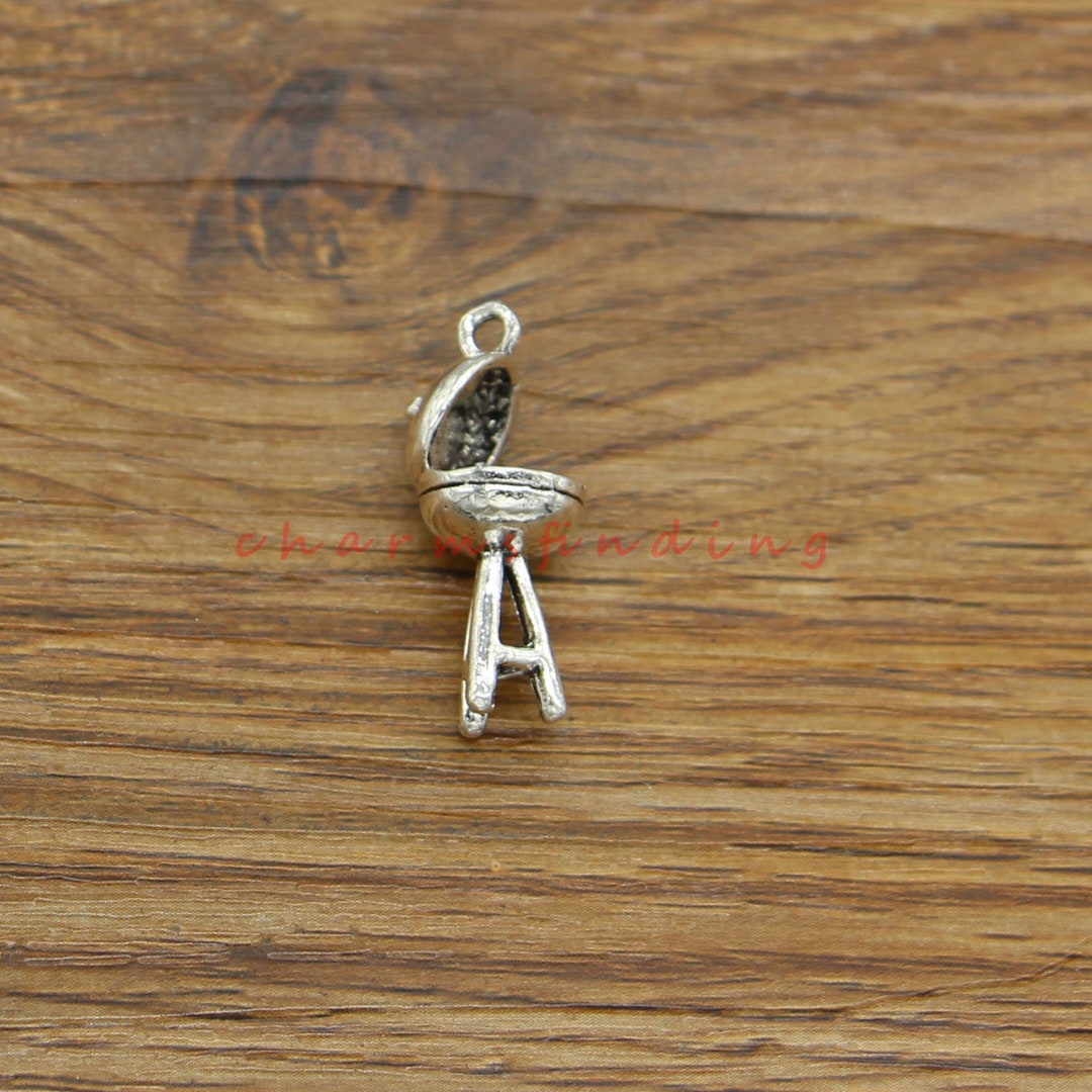 10pcs BBQ Grill Charms Pendants 3D Barbeque Charms Antique Silver Tone ...