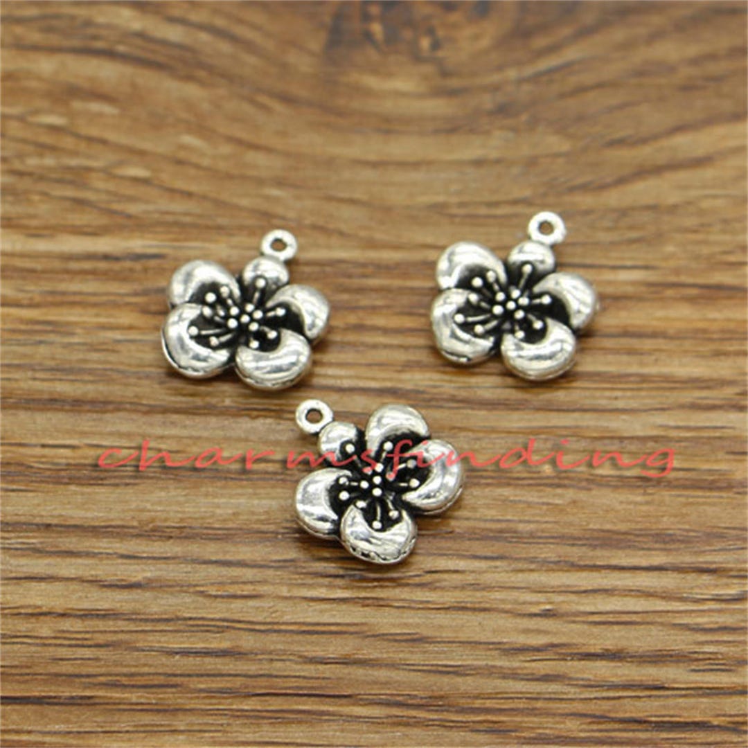 25pcs Flower Charms Antique Silver Tone 14x16mm Cf3251 - Etsy