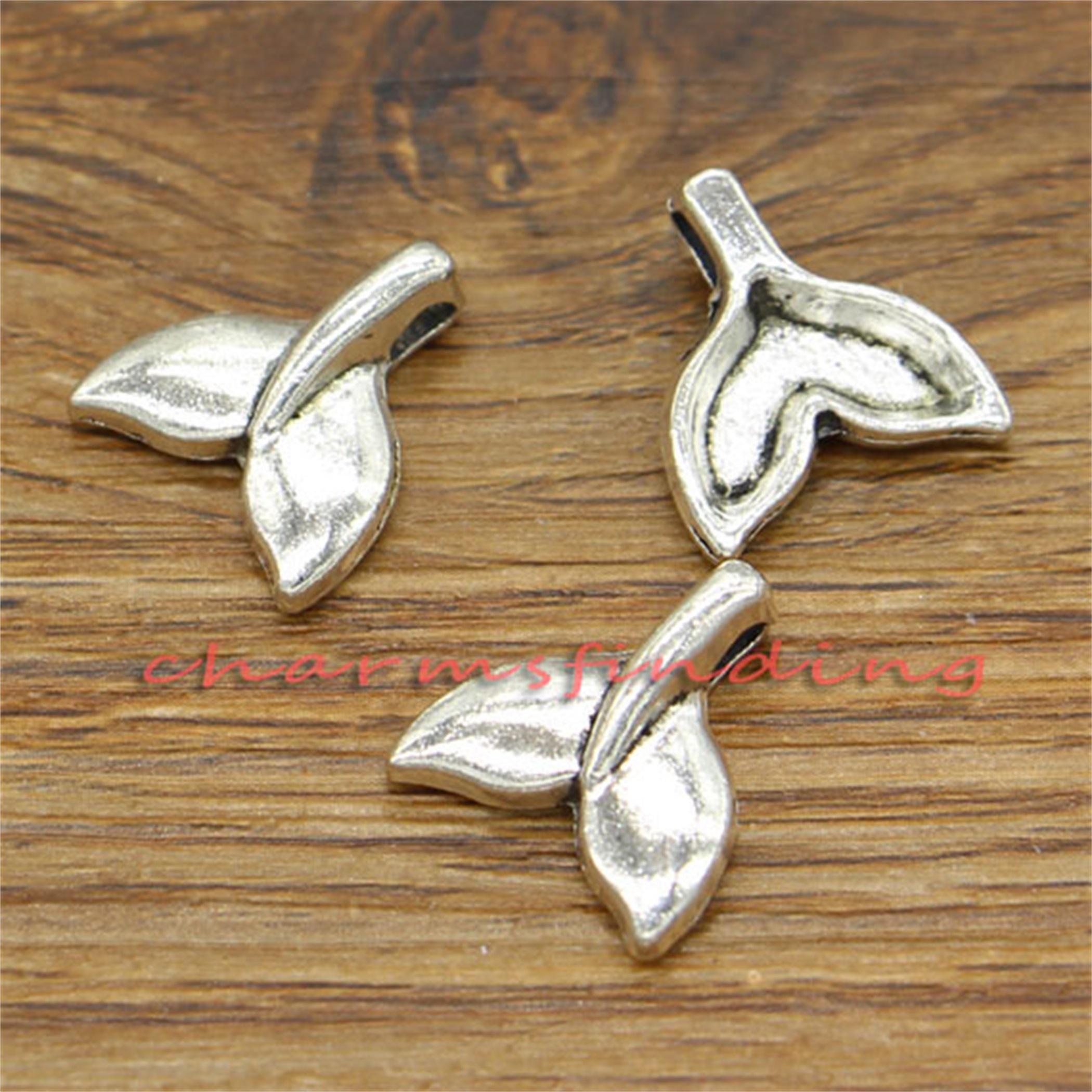 20pcs Fish Tail Fin Charms Whale Tale Charm Antique Silver Tone 16x15mm ...