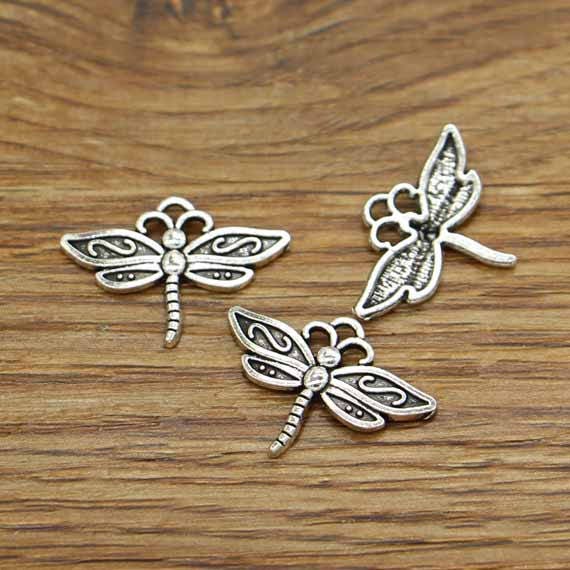 50pcslarge Dragonfly Charms Insect Charms Antique Silver Tone | Etsy