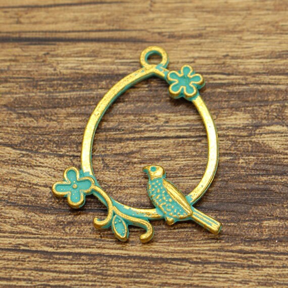 5pcs Largebird Cage Charm Pendant Green Patina Charms 39x31mm - Etsy