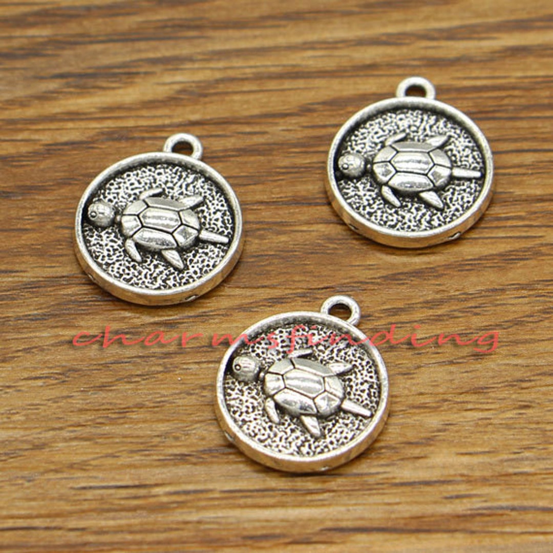 30pcs Turtle Charms Tortoise Charms Animal Charms Antique Silver Tone ...