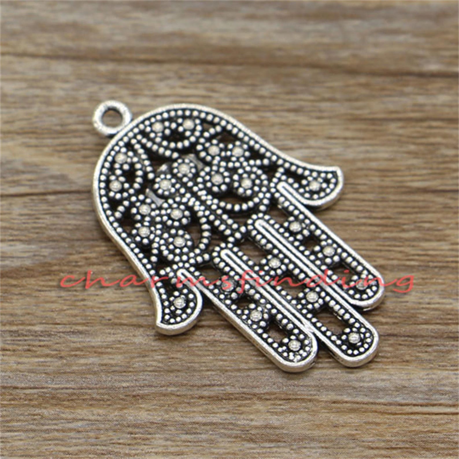 10pcs Large Hamsa Hand Charms Pendants Hand of Fatima Charms Antique ...