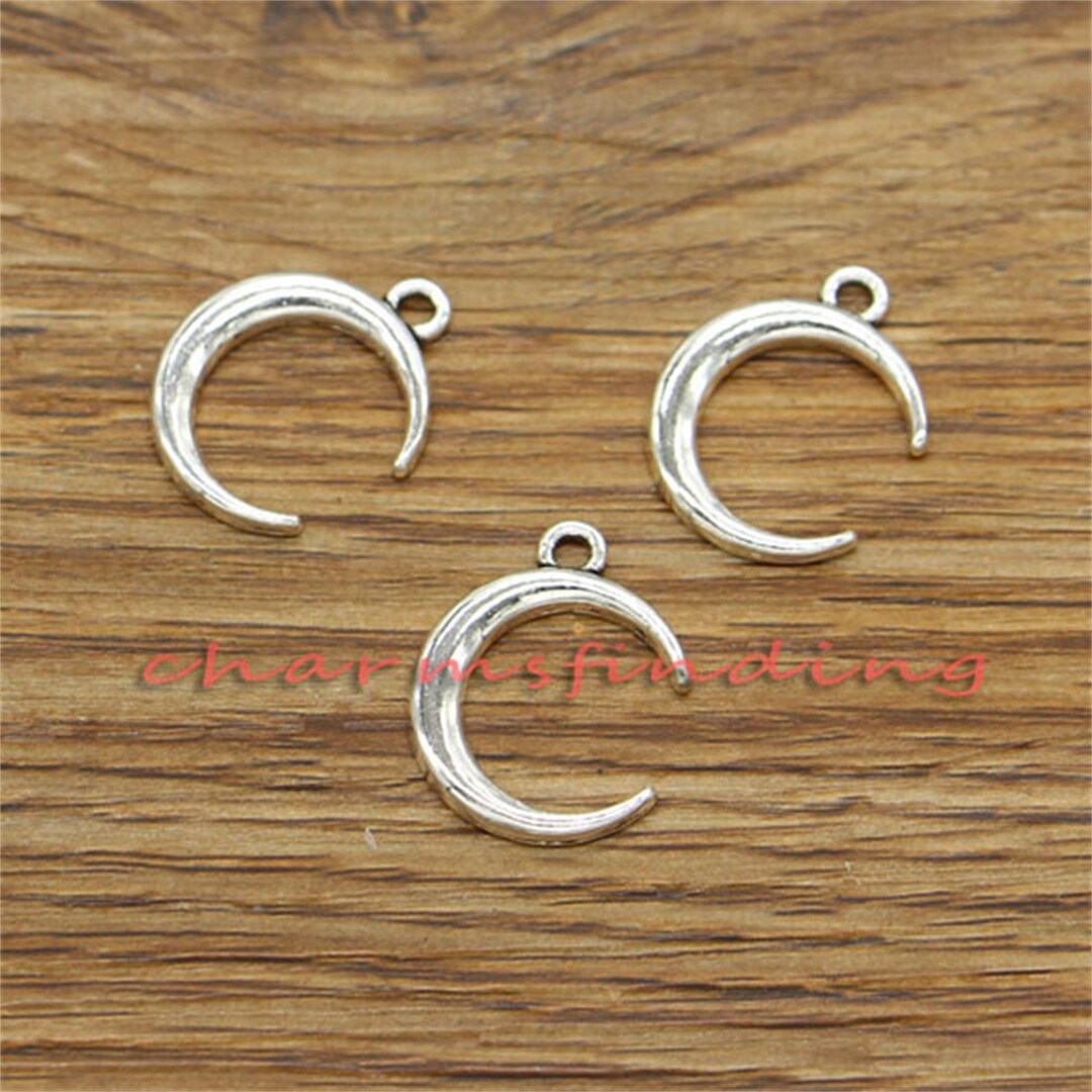 30pcs Moon Charms Crescent Moon Charms Antique Silver Tone 16x20mm ...