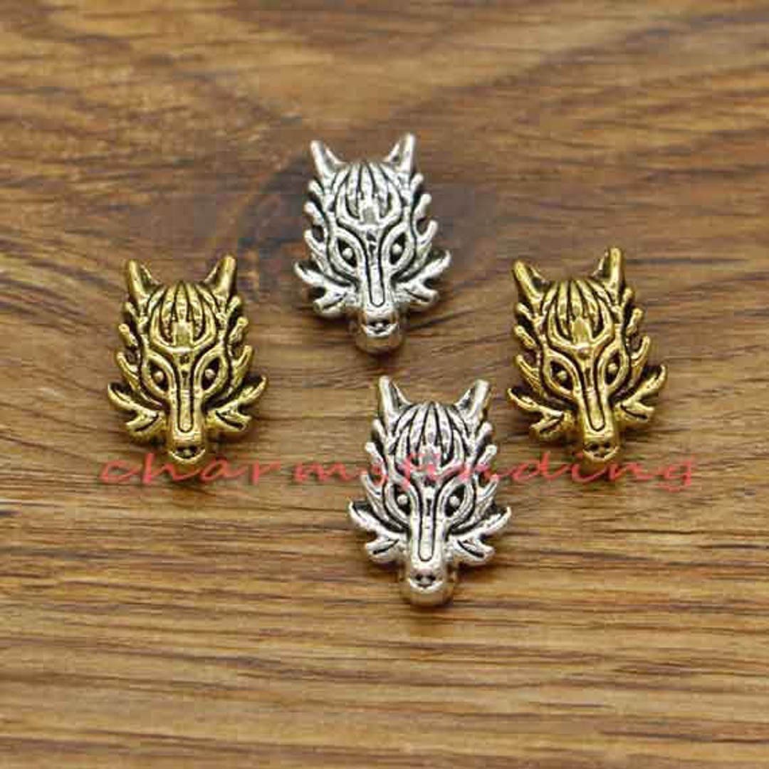 15pcs Wolf Beads Large European Bead Spacers Animal Beads Antique ...