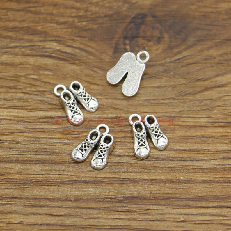 30pcs Running Shoe Charms 3D Charms Sneakers Charms Antique Silver Tone ...