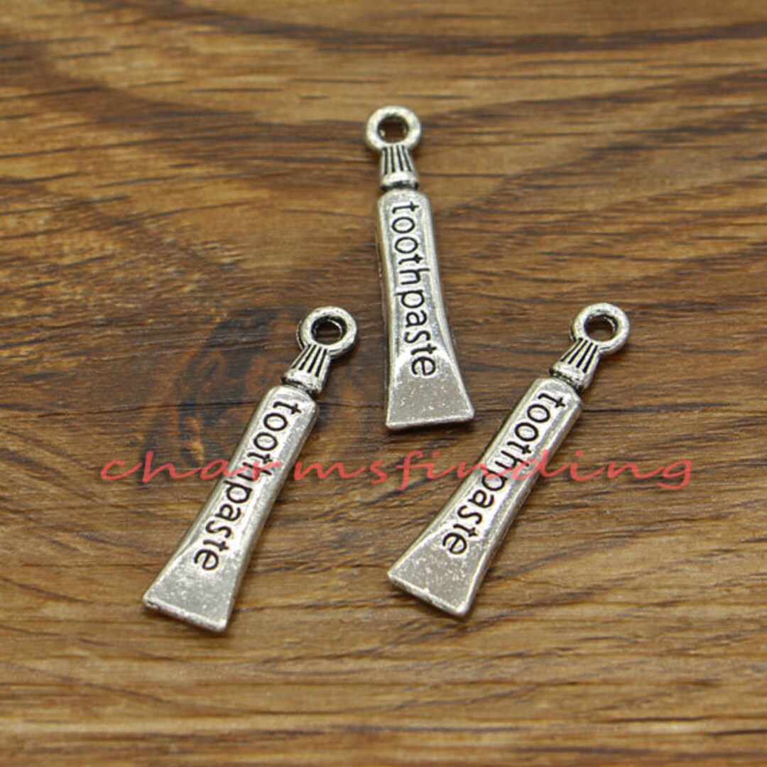 30pcs Toothpaste Charms Teeth Charm Antique Silver Tone 28x7mm Cf1606 ...