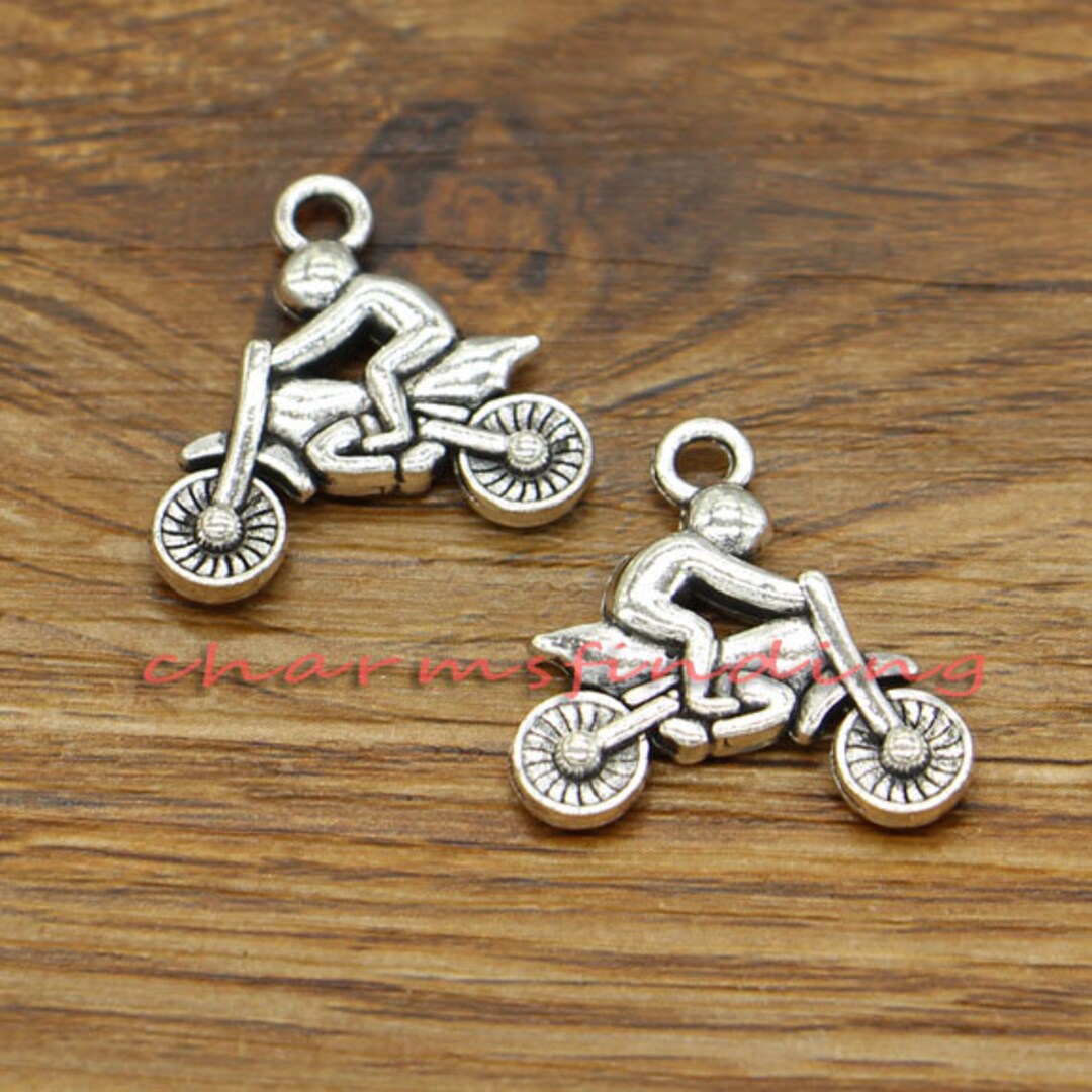15pcs Motorcycle Charm Dirtbike Charms Antique Silver Tone 21x21mm ...