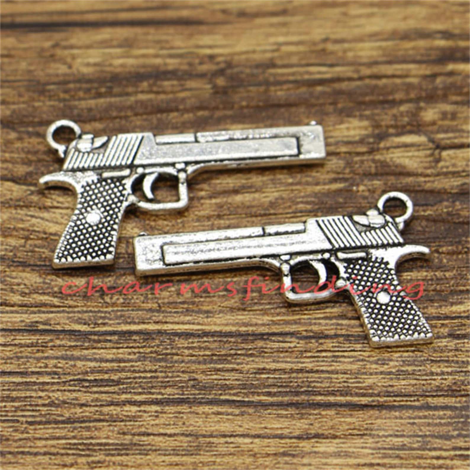 10pcs Large Gun Charms Toy Charms Antique Silver Tone 35x20mm CF2985 - Etsy