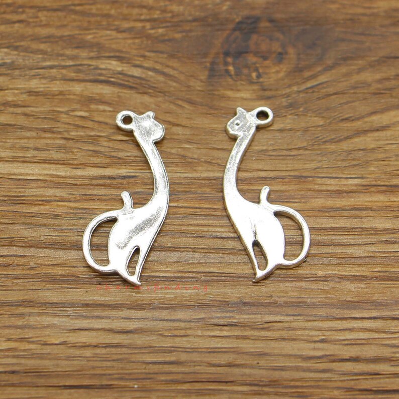 25pcs Cat Charms Animal Pet Charms Antique Silver Tone 13x35mm - Etsy
