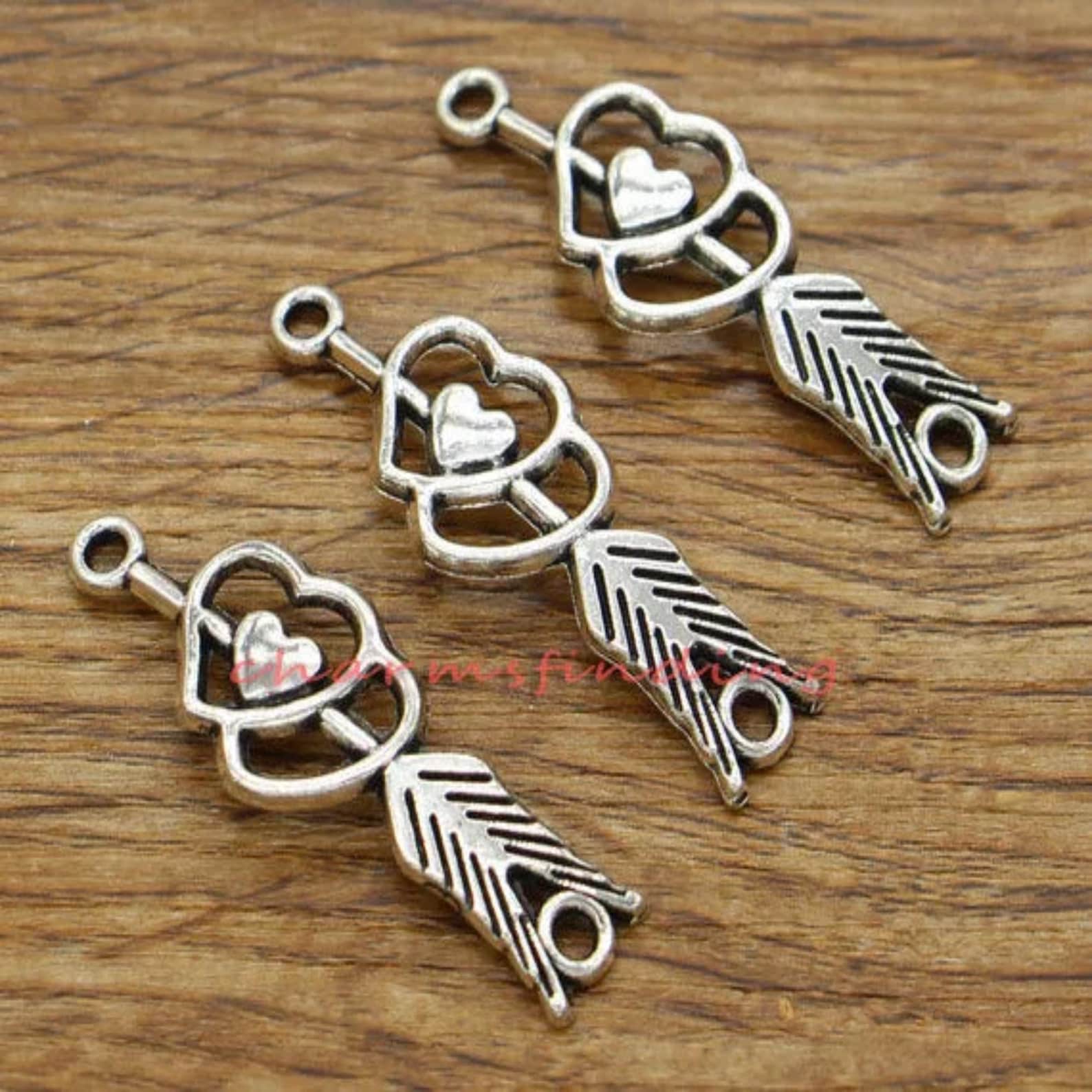 20pcs Heart Arrow Connector Charms Cupids Heart Arrow Charms Valentines ...