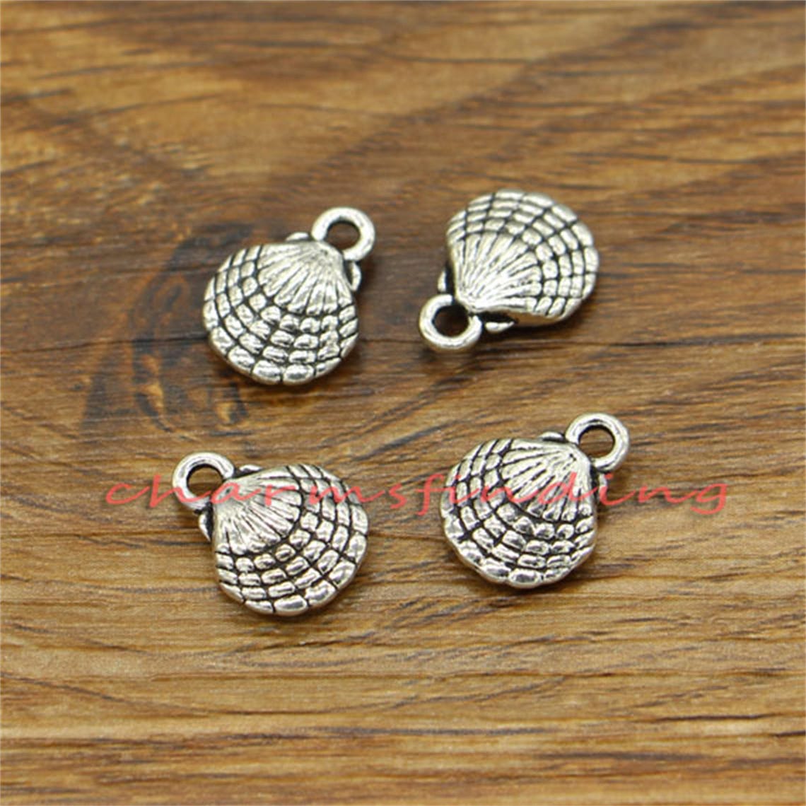 30pcs Shell Charms 3D Seashell Charm Antique Silver Tone 10x13mm Cf ...