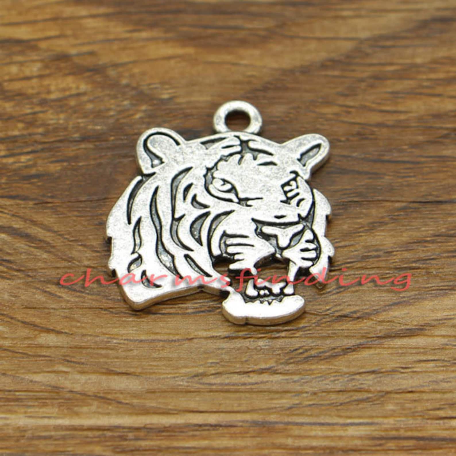 10pcs Tiger Pendant Charms Tiger Head Charms Double Sided | Etsy