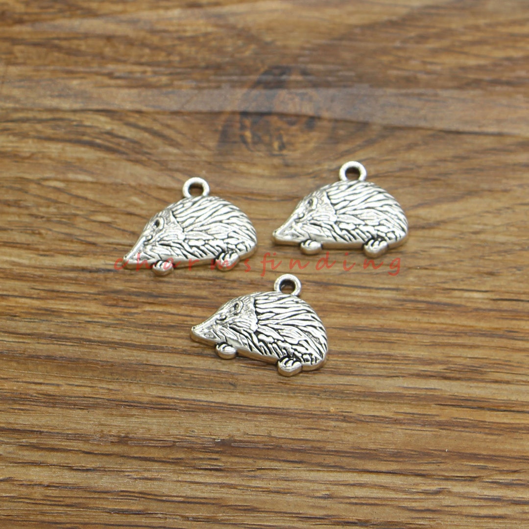 25pcs Hedgehog Charms Wildlife Animal Charms Antique Silver Tone ...