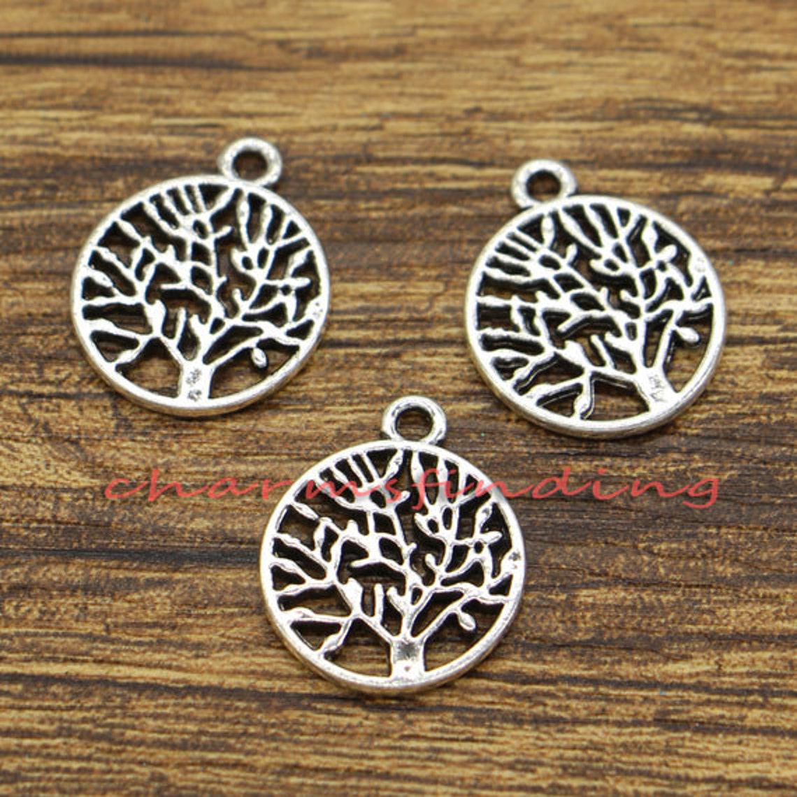 30pcs Tree Charms 2 Sided Charm Antique Silver Tone 20x16mm | Etsy