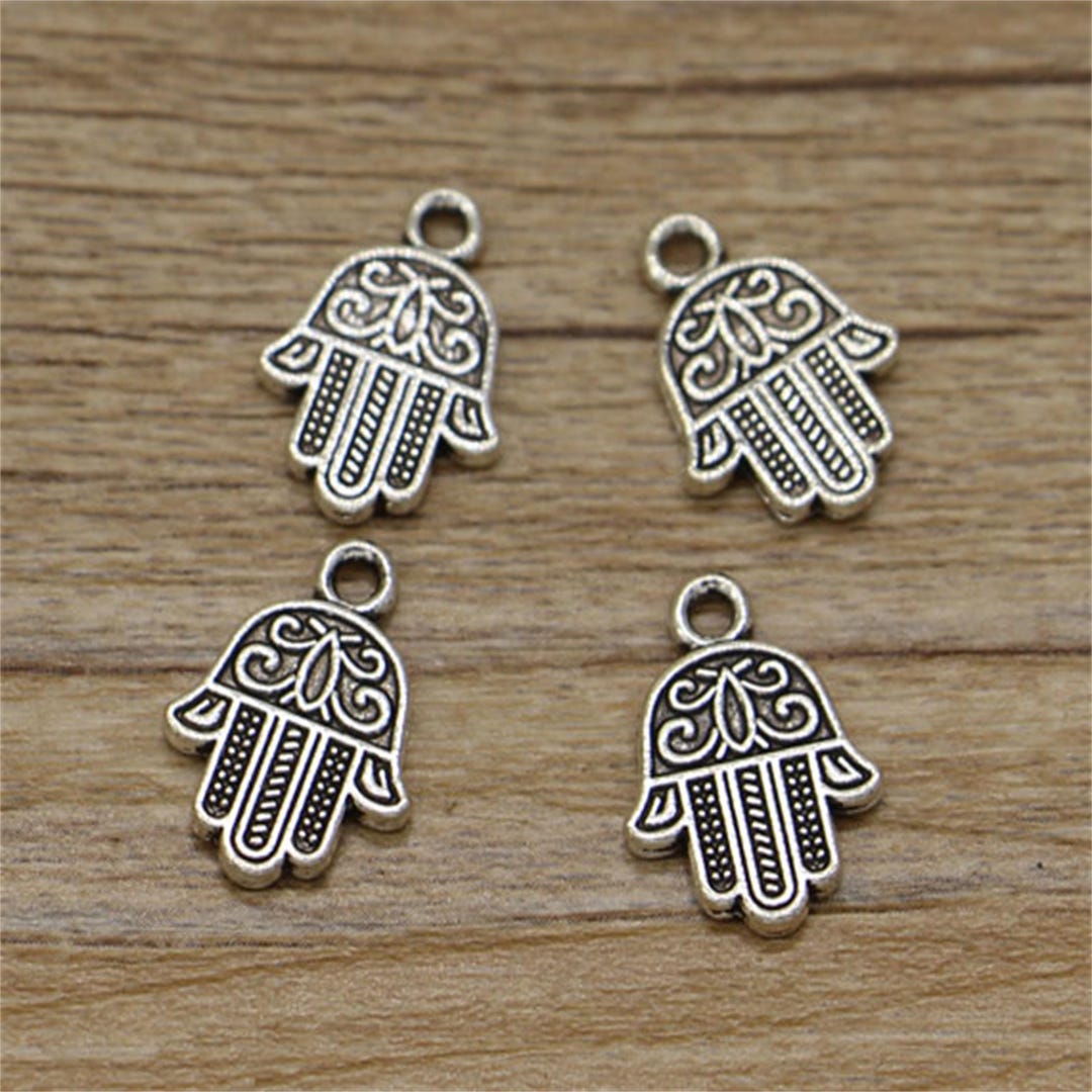 50pcs Hamsa Hand Charms Fatima Charms Antique Silver Tone 13x17mm ...