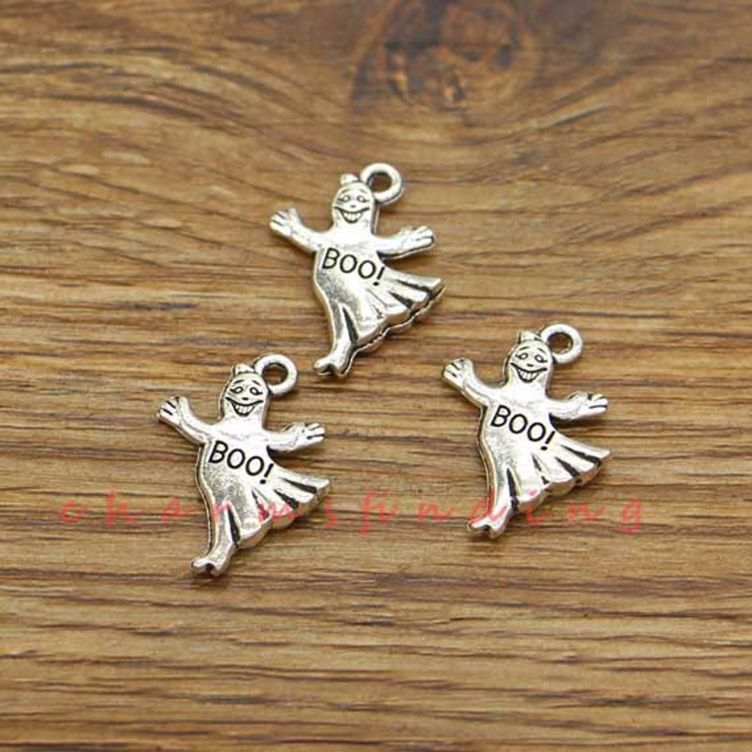 30pcs Ghost Charms Boo Halloween Antique Silver Tone 13x21mm - Etsy