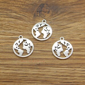 20pcs Earth Charms Cutout Global Charms Antique Silver Tone 18x21mm ...