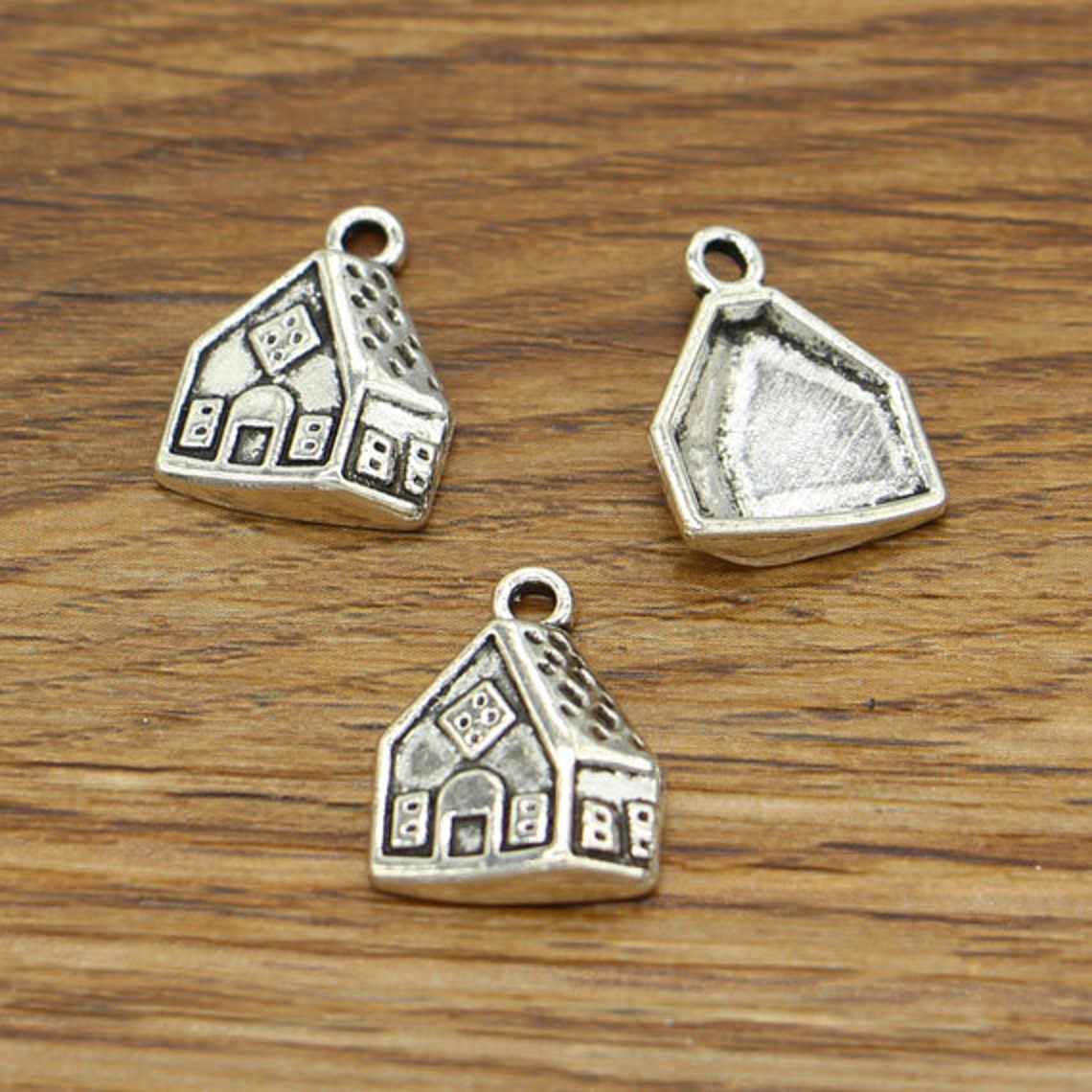 20pcs Gingerbread House Charm Christmas Charm Antique Silver | Etsy