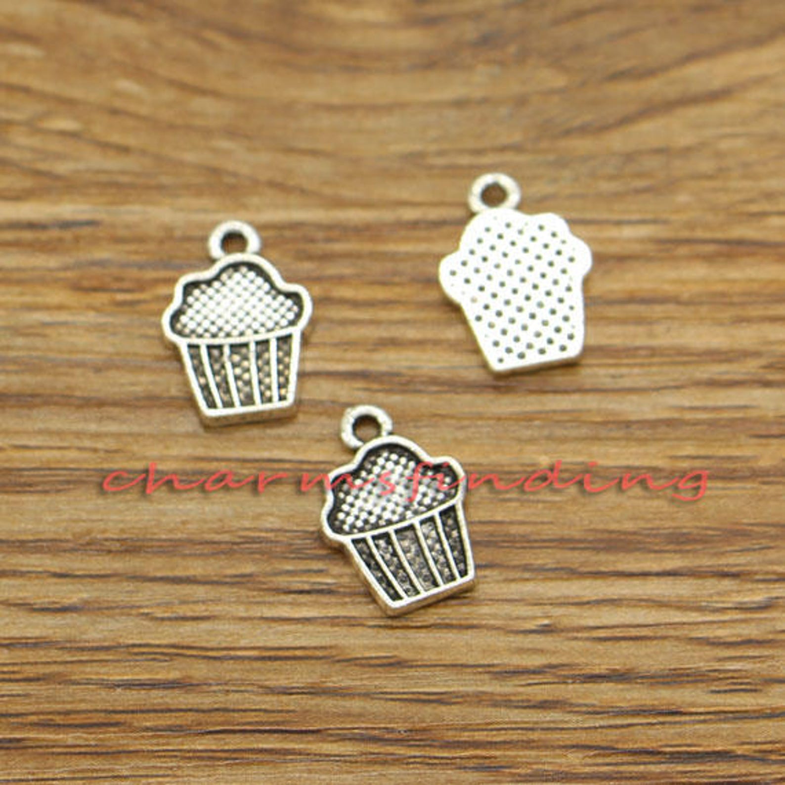 50pcs Cupcake Charm Cake Charms Antique Silver Tone 11x16mm - Etsy