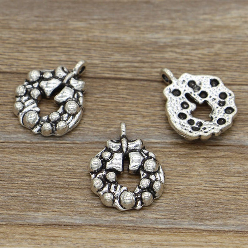 15pcs Christmas Wreath Charms Xmas Charms Antique Silver Tone - Etsy