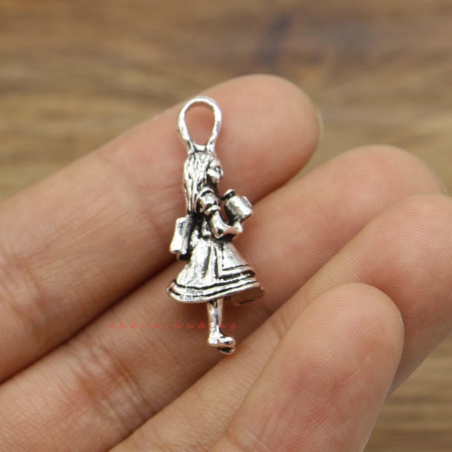 5pcs Girl Charms Student Charms 3D Charms Antique Silver Tone 9x32mm ...