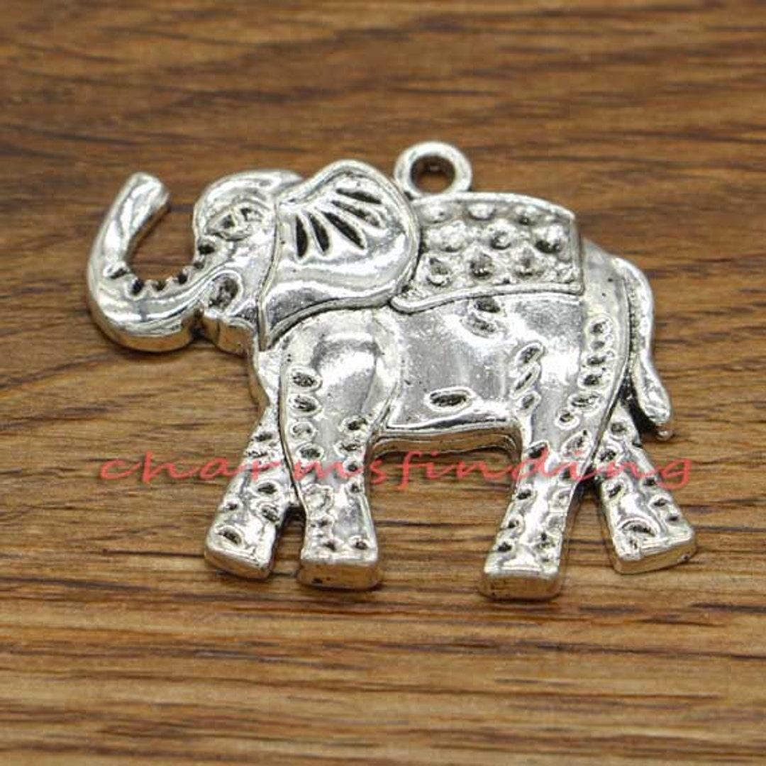 6pcs Large Elephant Charms Pendants Antique Silver Tone 39x33mm Cf2180 ...