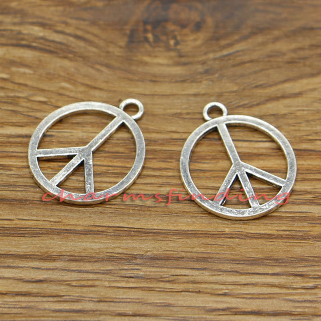 20pcs Peace Sign Charms Antique Silver Tone 25x21mm Cf0385 - Etsy