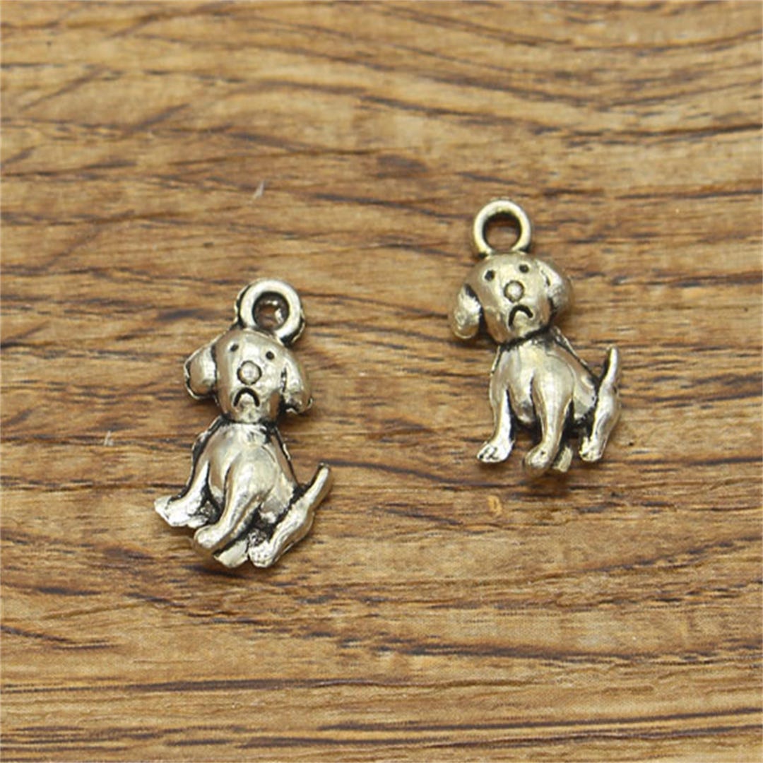 50pcs Dog Charms Sitting Dog Charms Antique Silver Tone 17x10mm Cf1629 ...