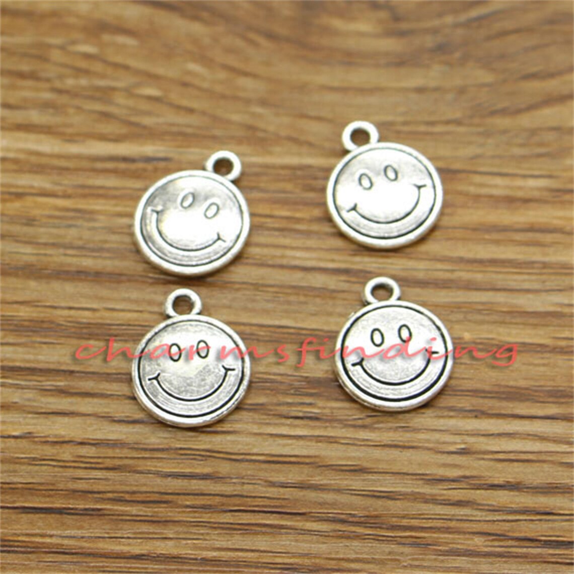 50pcs Happy Face Charms Smile Charms Antique Silver Tone 12x15mm Cf3377 ...