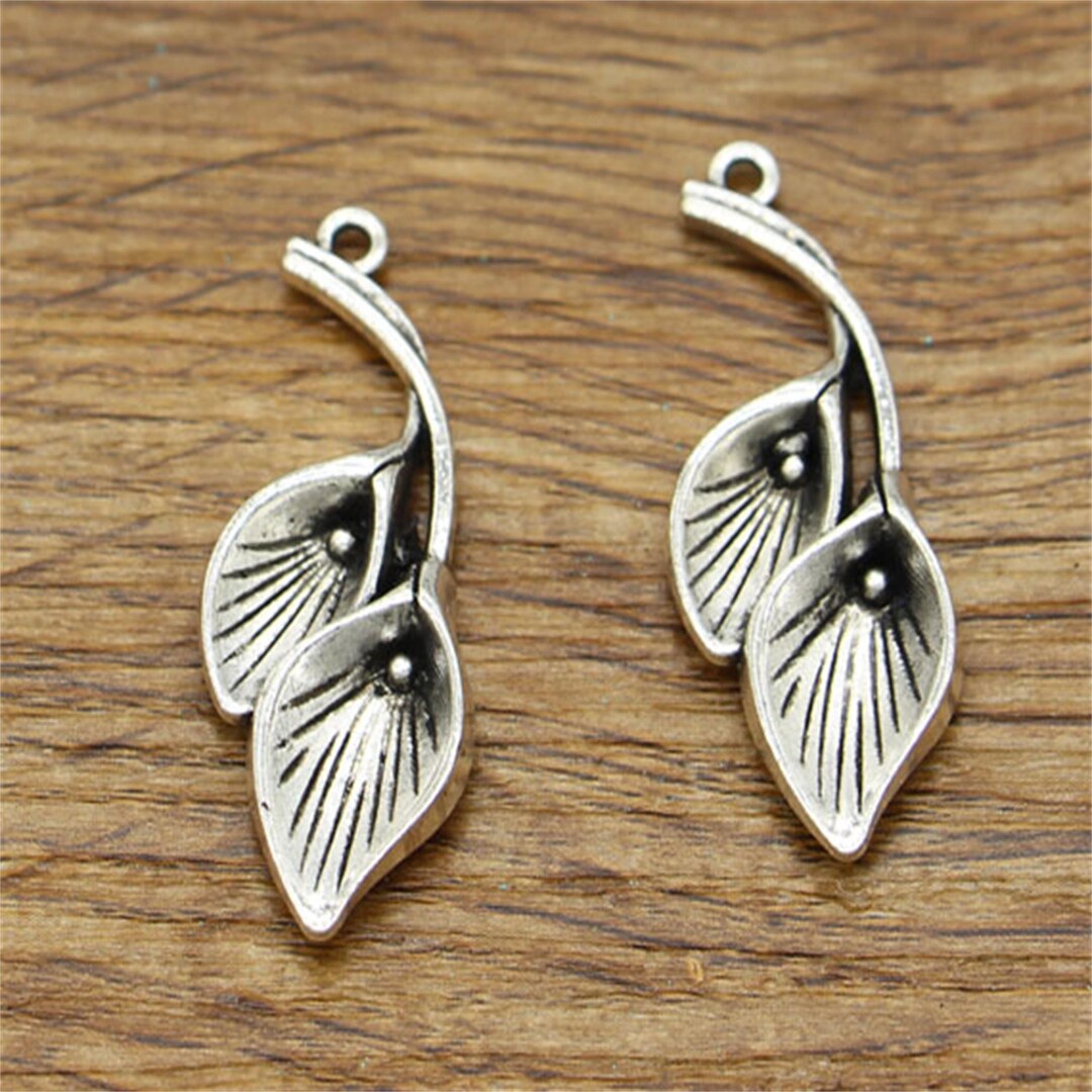 10pcs Large Flower Floral Charms Garden Charm Lovely Calla Lily Antique ...