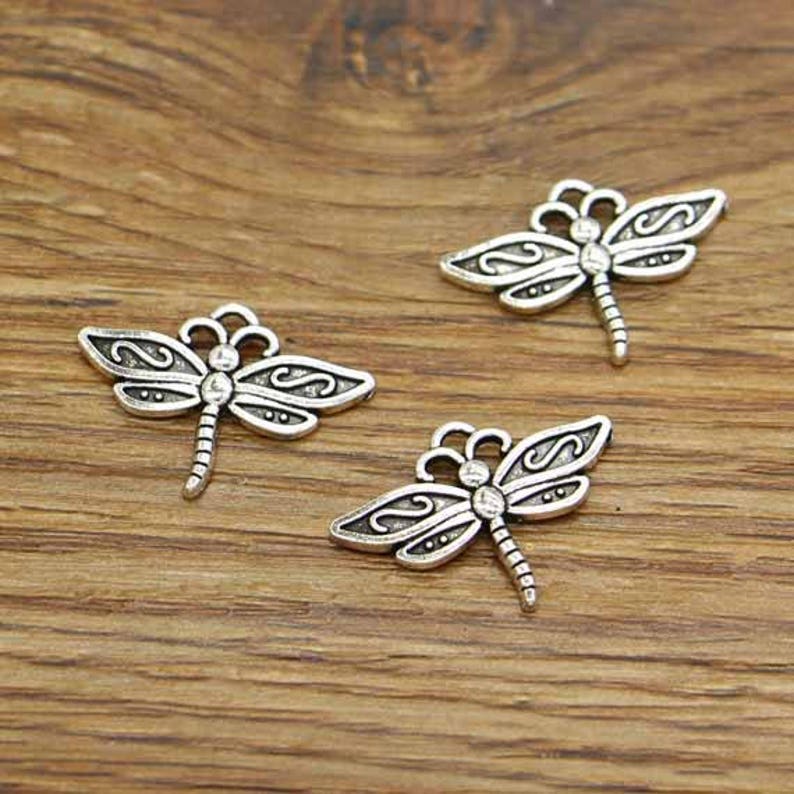 50pcslarge Dragonfly Charms Insect Charms Antique Silver Tone - Etsy