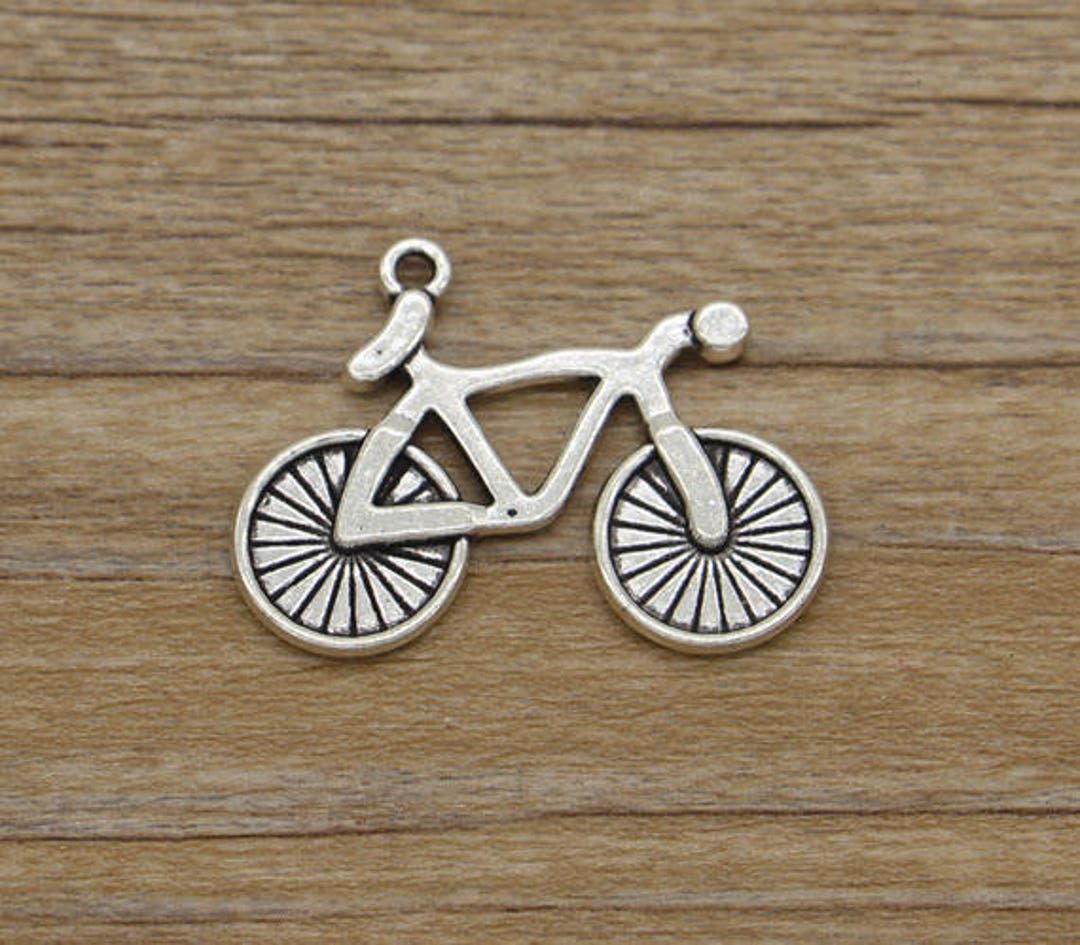 12pcs Large Bicycle Charms Cycle Charms Antique Silver Tone 26x34mm ...