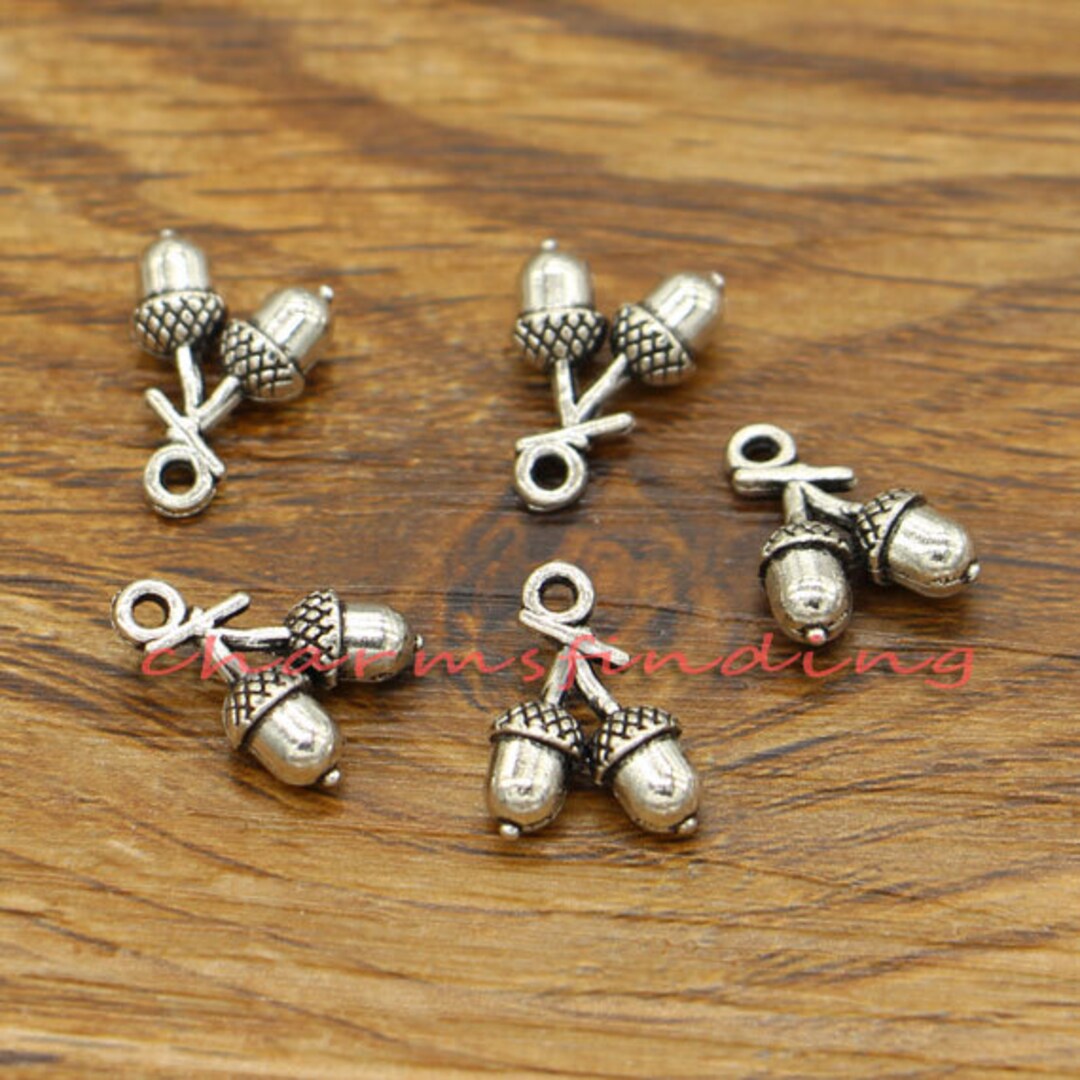 30pcs Acorn Charms Nut Charms 3D Charms Antique Silver Tone 17x12mm ...